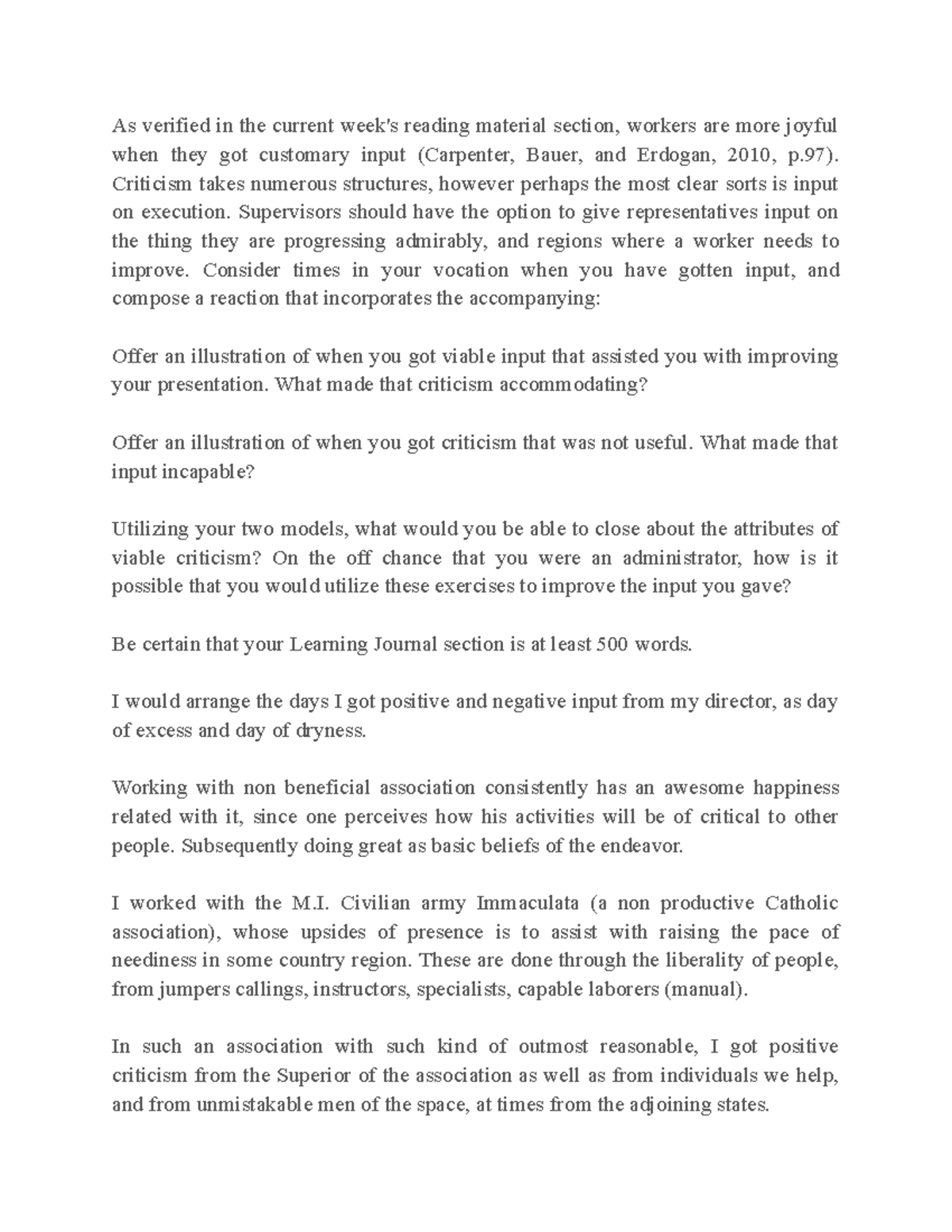 Unit 2 Learning Journal Bus 1101 - As verified in the current week's ...