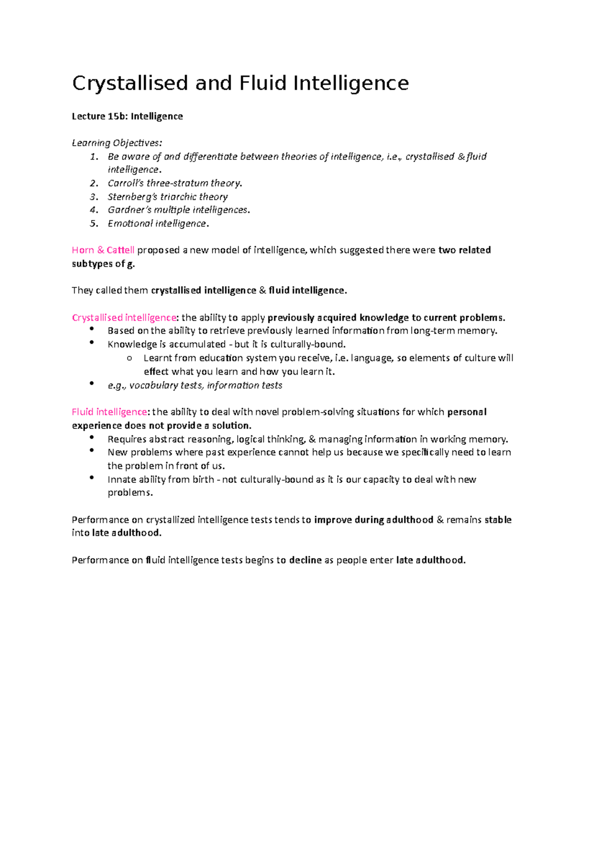 Crystallised and Fluid Intelligence - Crystallised and Fluid ...