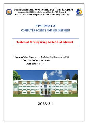 Technical writing with latex - BCSL456D - VTU - Studocu