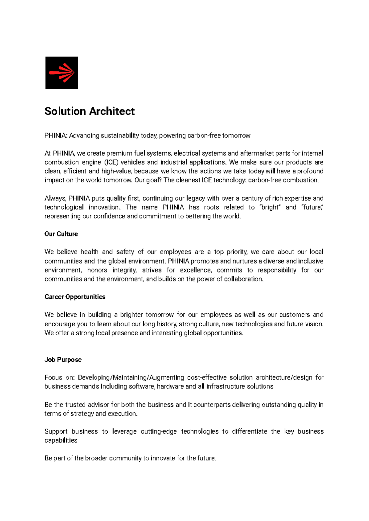 JD Phinia Solution Architect - Solution Architect PHINIA: Advancing sustainability today ...