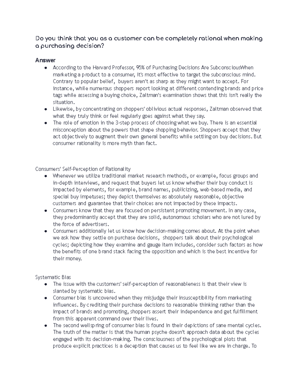 Rational customers - Do you think that you as a customer can be ...