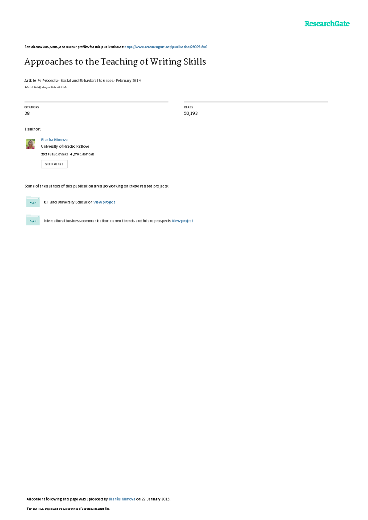 Approaches to the teaching of writing skills - ####### See discussions ...