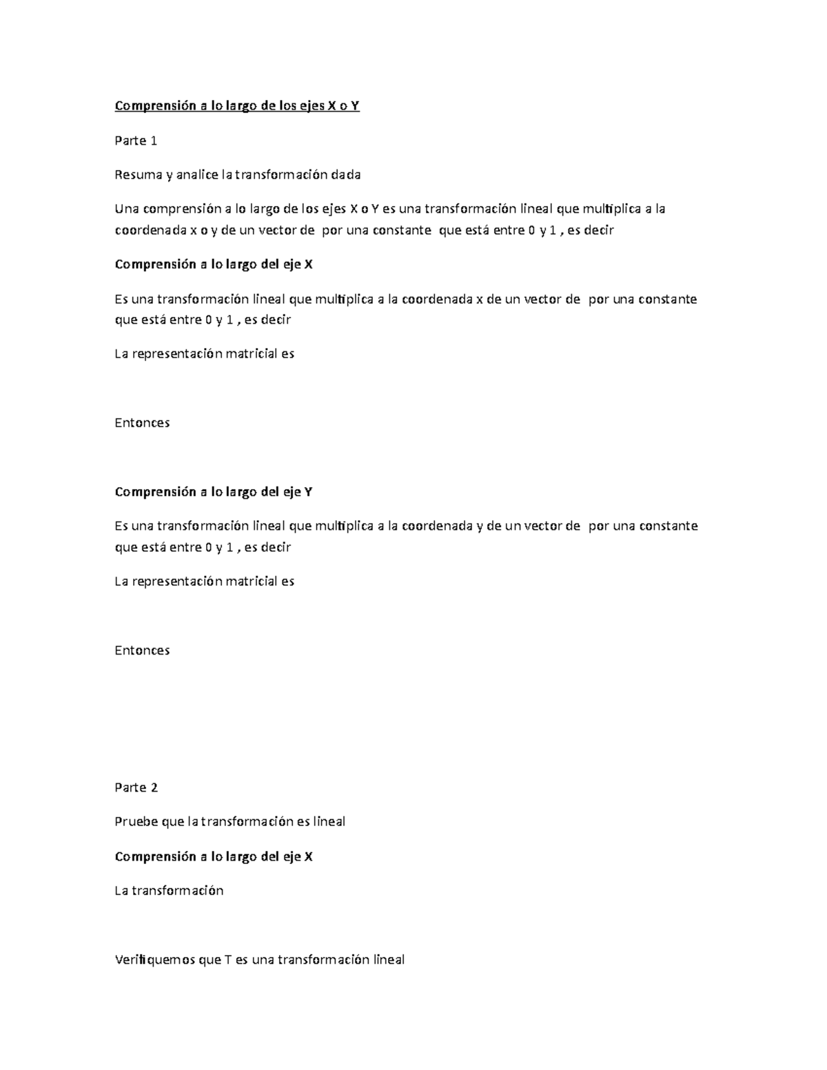 Comprensión a lo largo de los ejes X o Y - Studocu