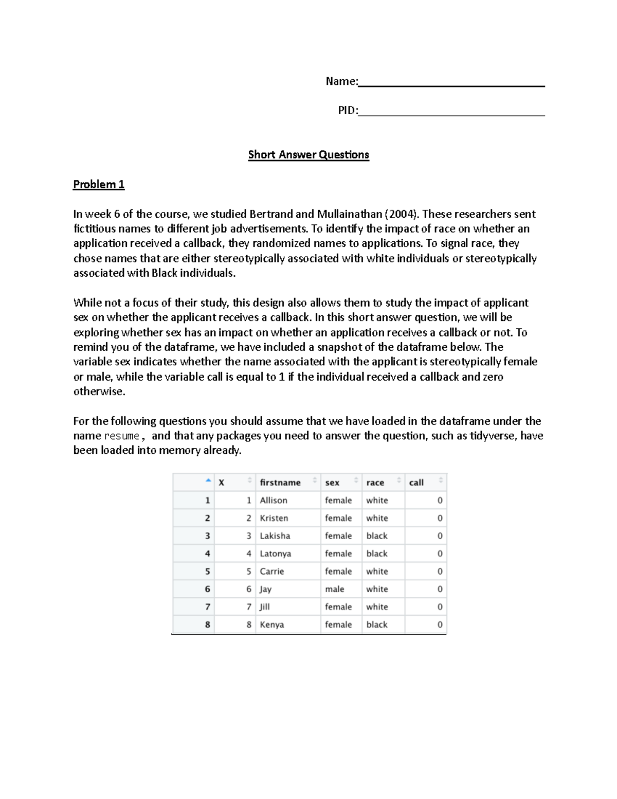 Solutions Practice Short Answer - Name ...
