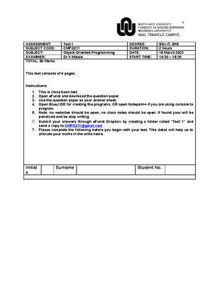 CMPG211 20240221 CT2 - Practice work - CMPG Class test / Klastoets 2 21 ...