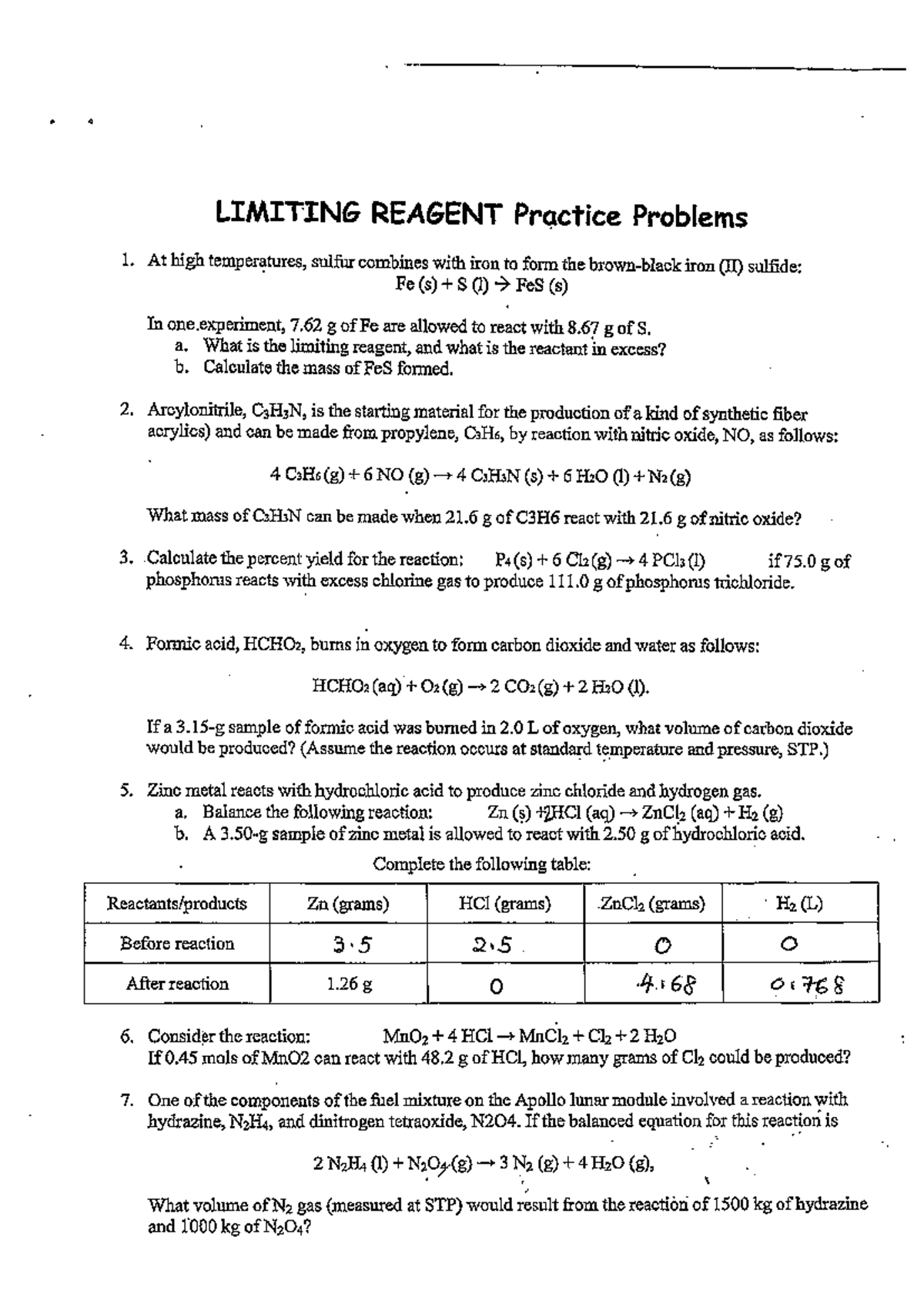 Limiting reactant (solution) - Monash University Foundation Year - Studocu