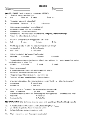 V1 Summative TEST - ESP 1 - Quarter 1 - UNANG LINGGUHANG PAGSUSULIT SA ...