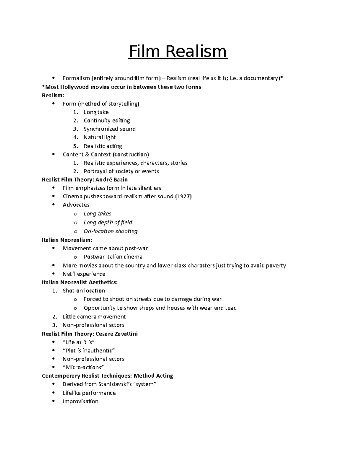 Week 04 - Film Realism - Taught by Michael Rennett at TAMUCC - Film ...