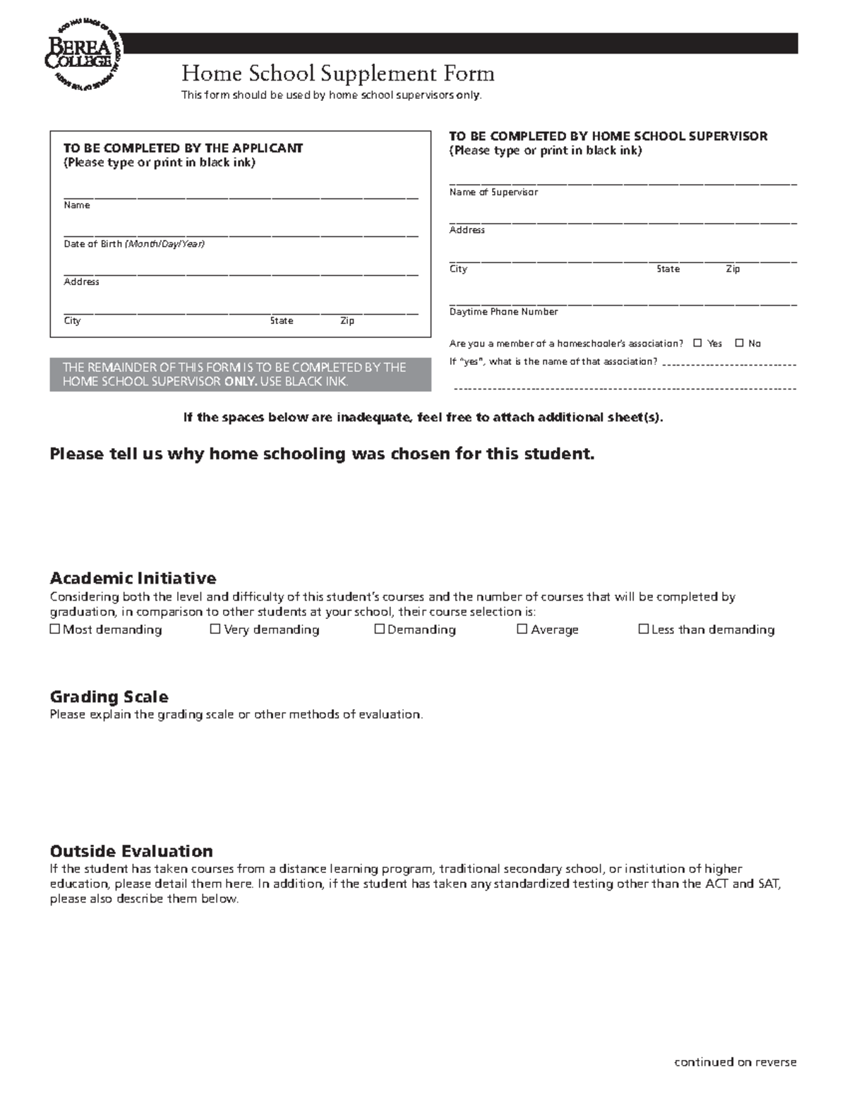 Home-School-Supplement-Form - If the spaces below are inadequate, feel free to attach additional ...
