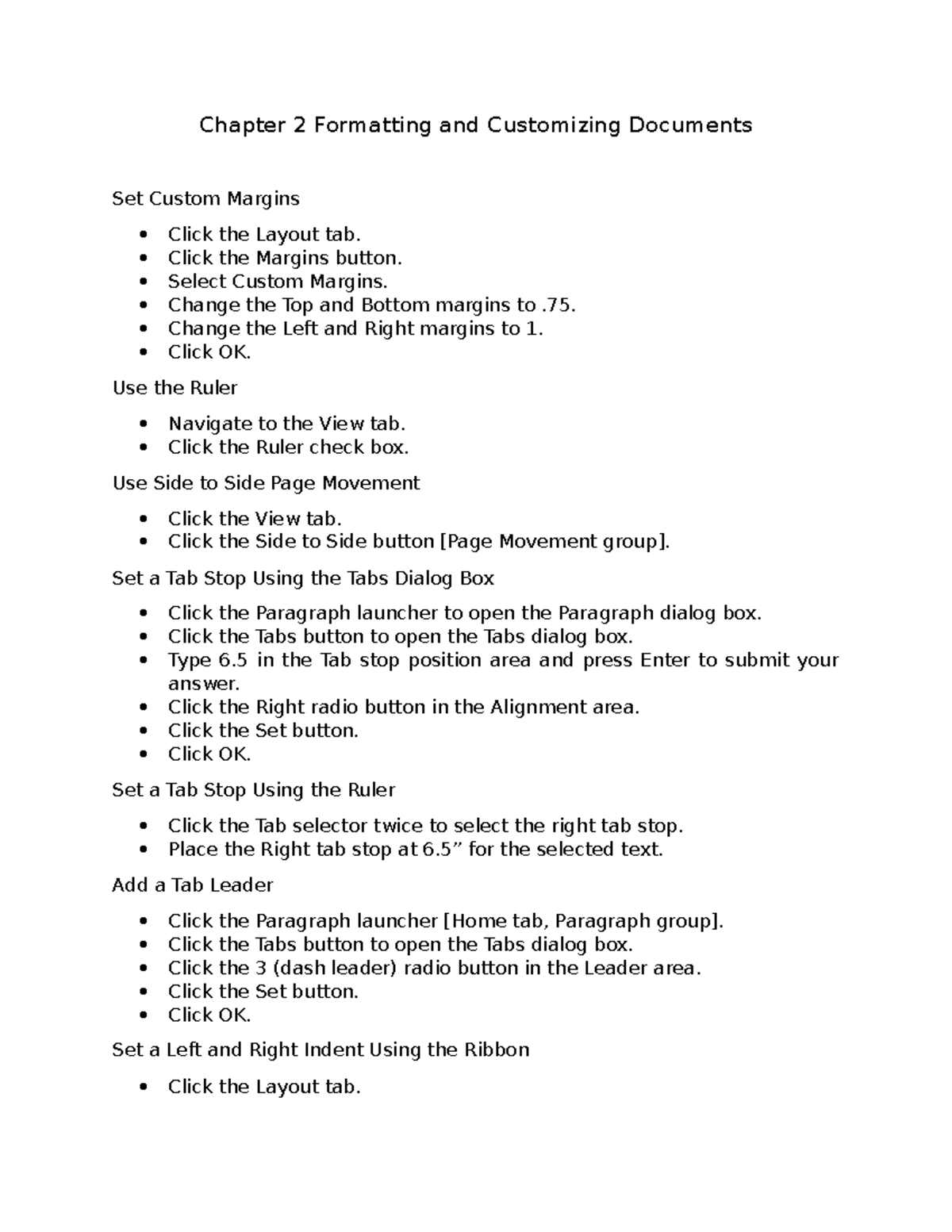 Chapter 2 Formatting And Customizing Documents Chapter 2 Formatting And Customizing Documents 0288