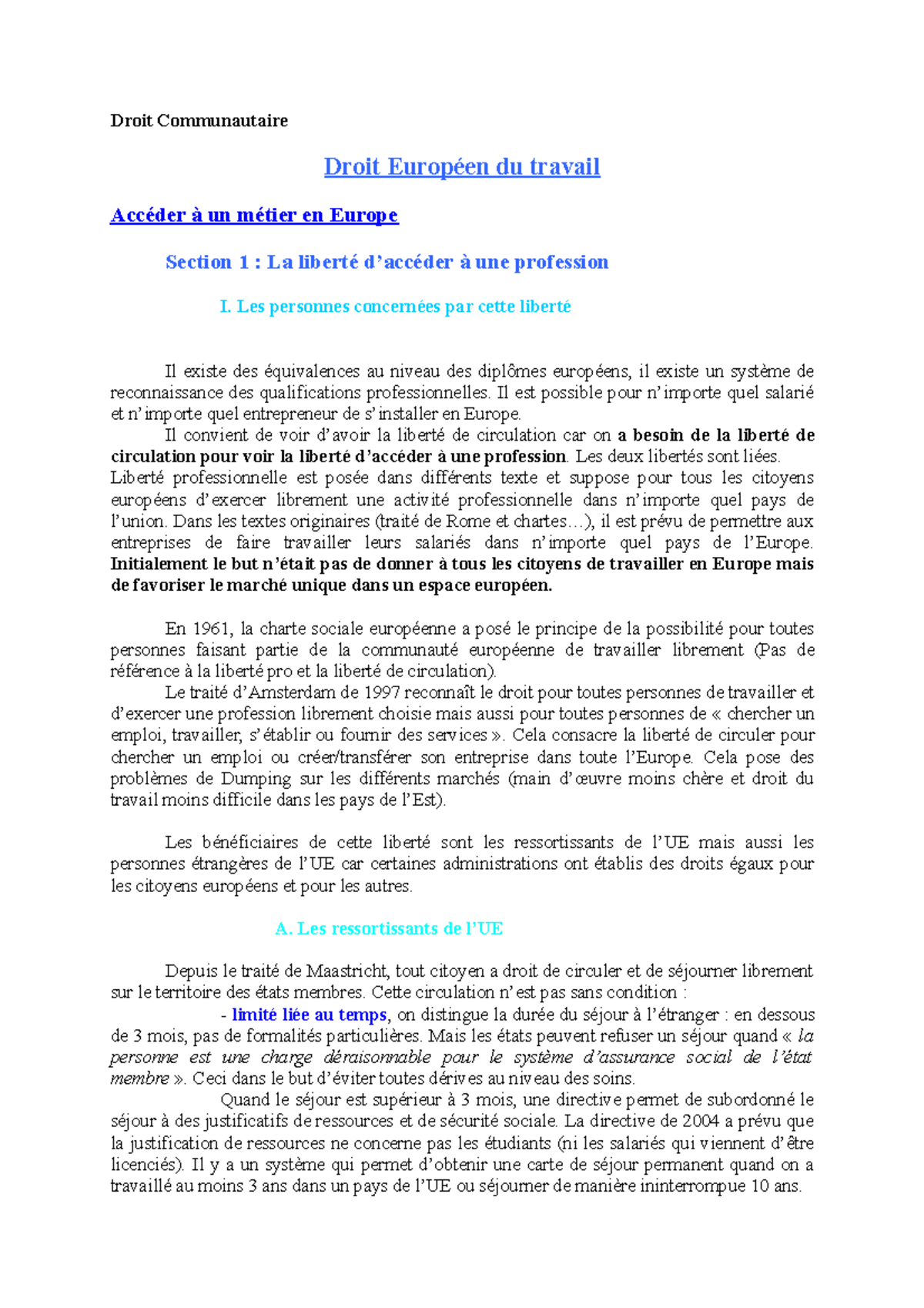 COUR Droit Communautaire L3 - Droit Communautaire Droit Européen du ...