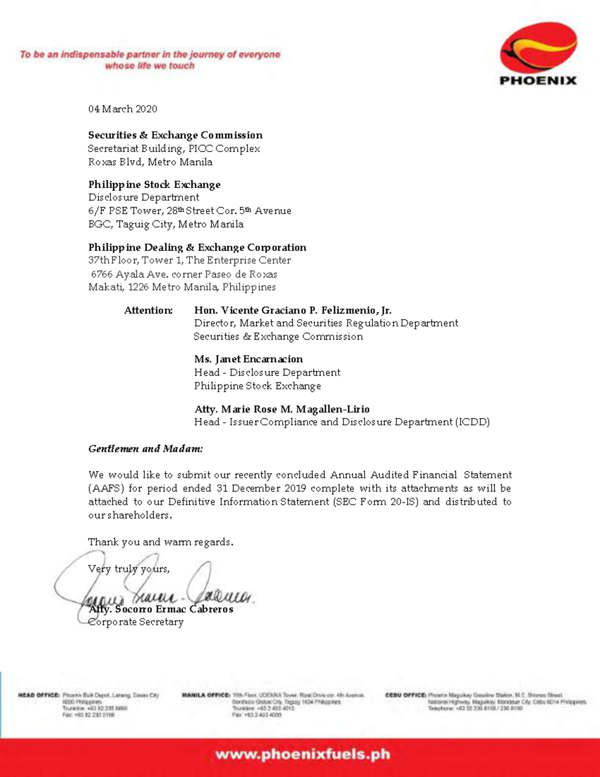 2019 Annual Audited Financial Statement - 04 March 2020 Securities ...