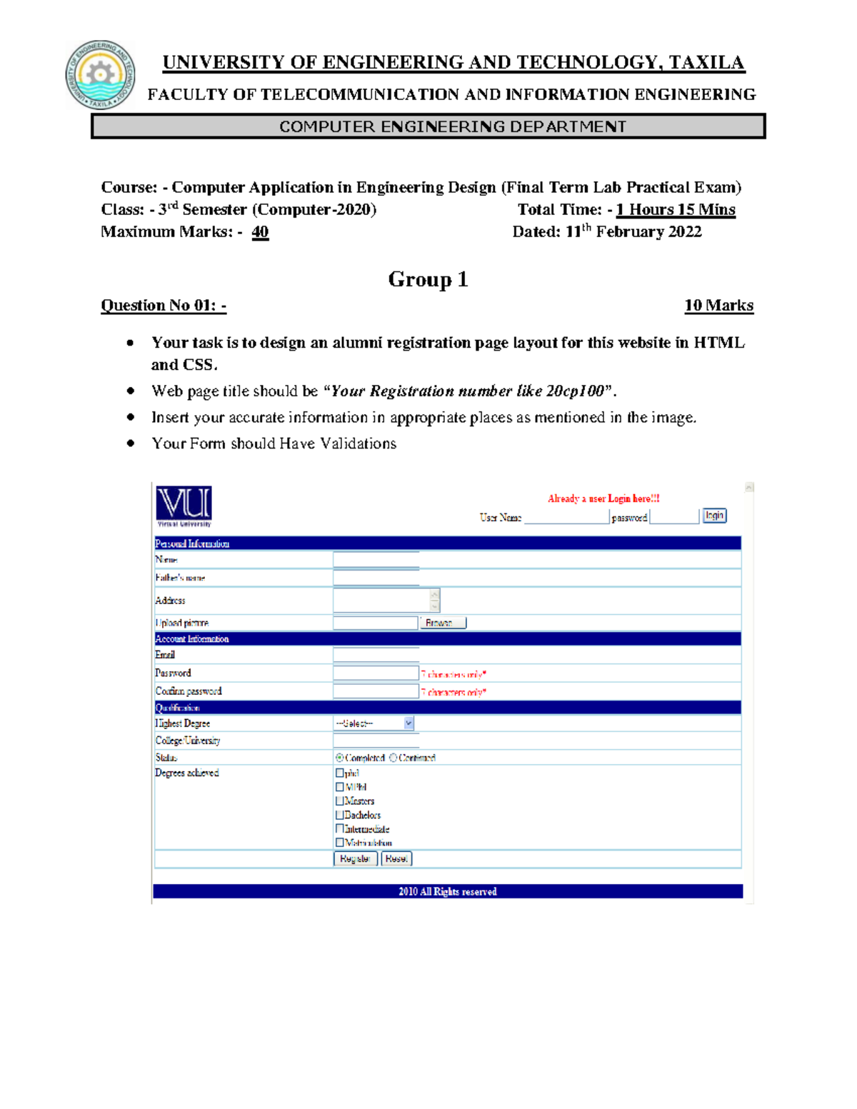 CAED Final TERM 20 CP Group 1 - UNIVERSITY OF ENGINEERING AND ...
