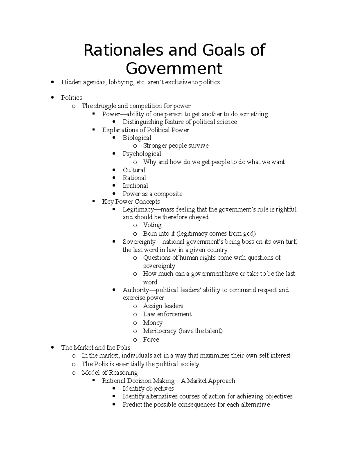 Rationales and Goals of Government - Rationales and Goals of Government ...