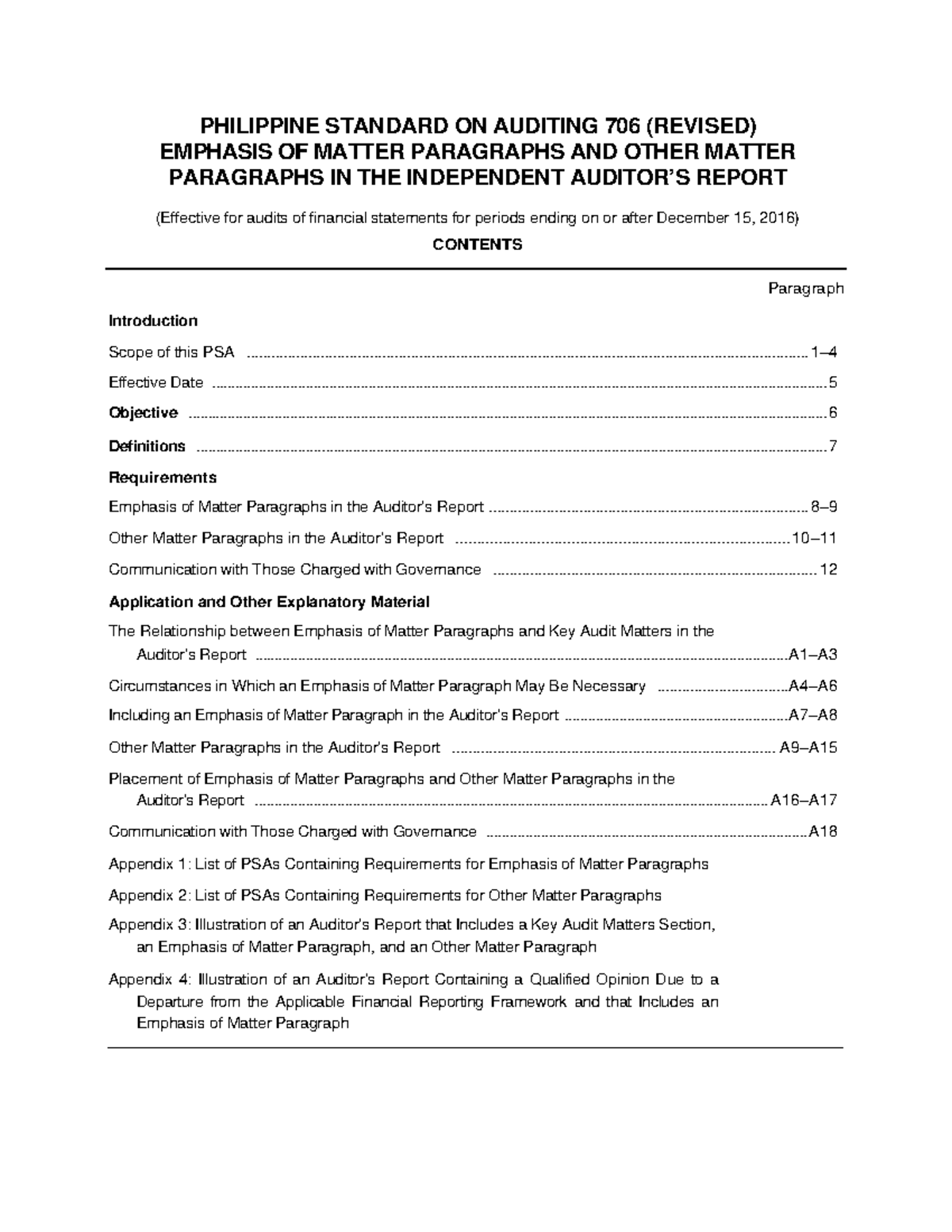 PSA-706 (Revised) - PHILIPPINE STANDARD ON AUDITING 706 (REVISED ...