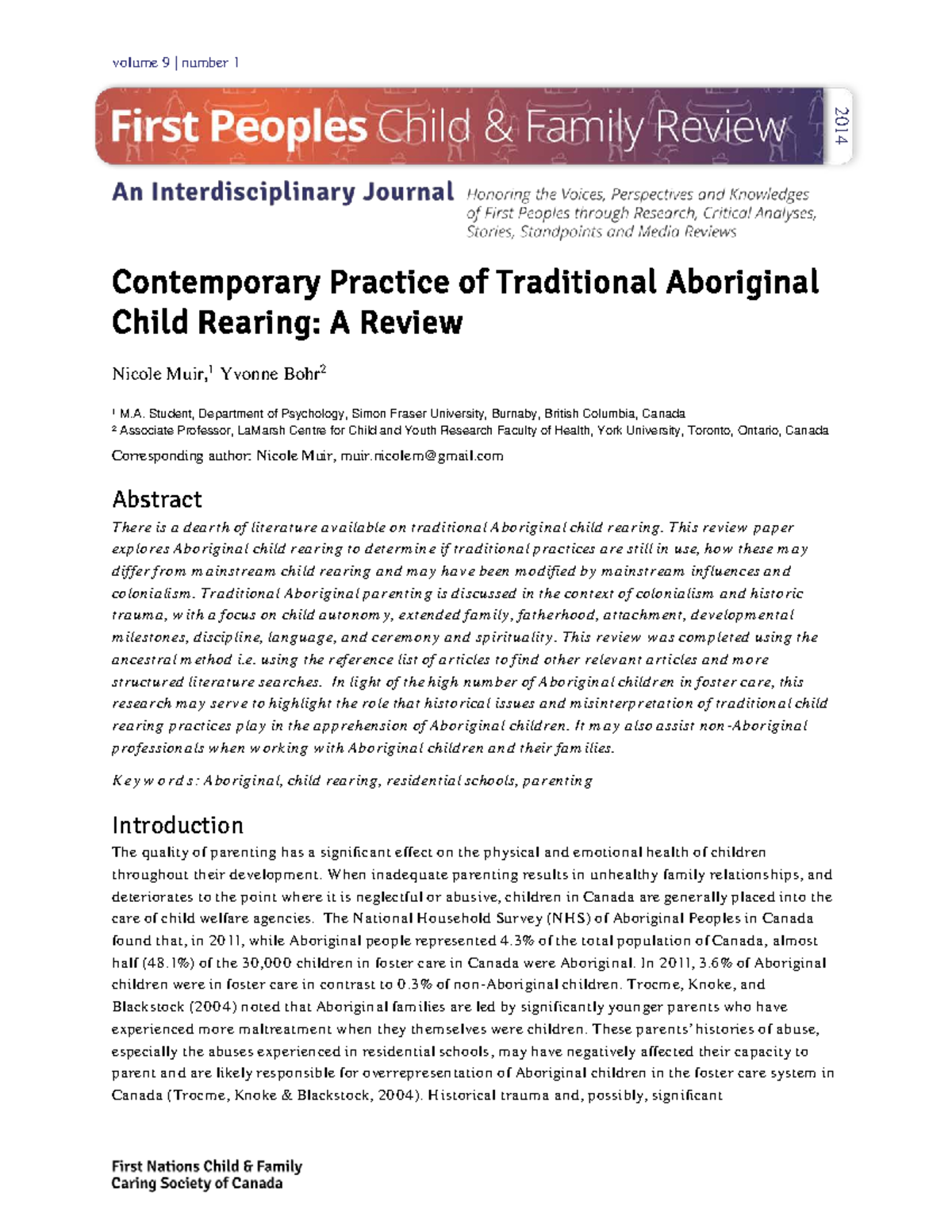 Contemporary Practice of Traditional Aboriginal Child Rearing: A Review ...