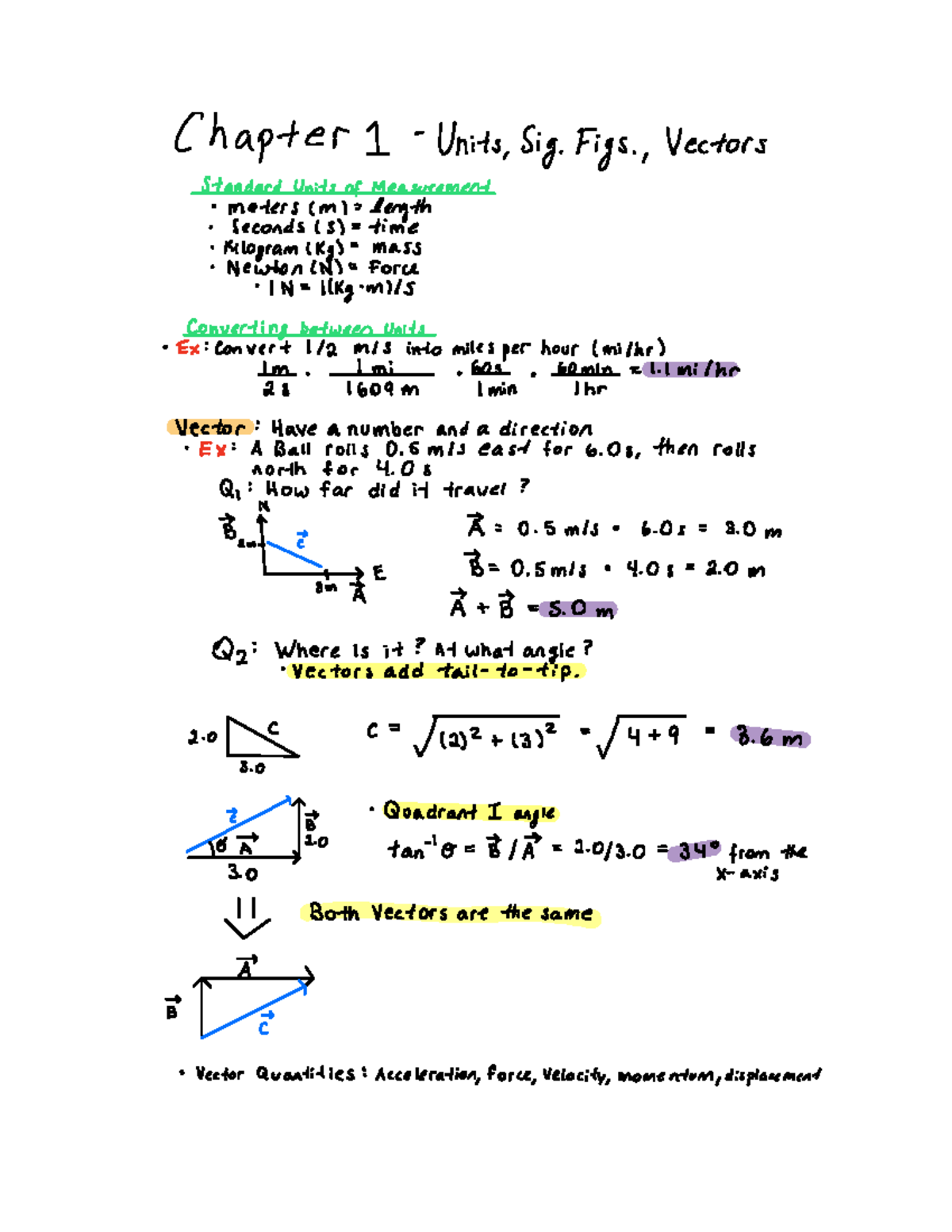 Chapter 1 Units, Significant Figures, Vectors - Chapter Units Sig Figs ...