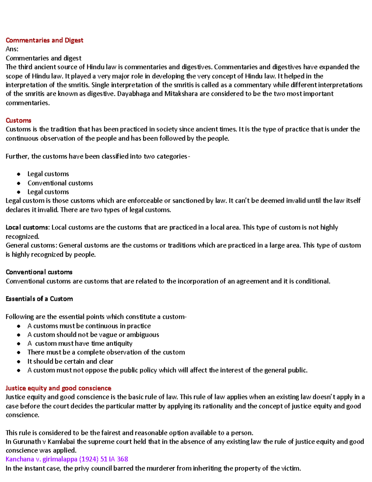 Hindu Law Notes - Commentaries and Digest Ans: Commentaries and digest ...