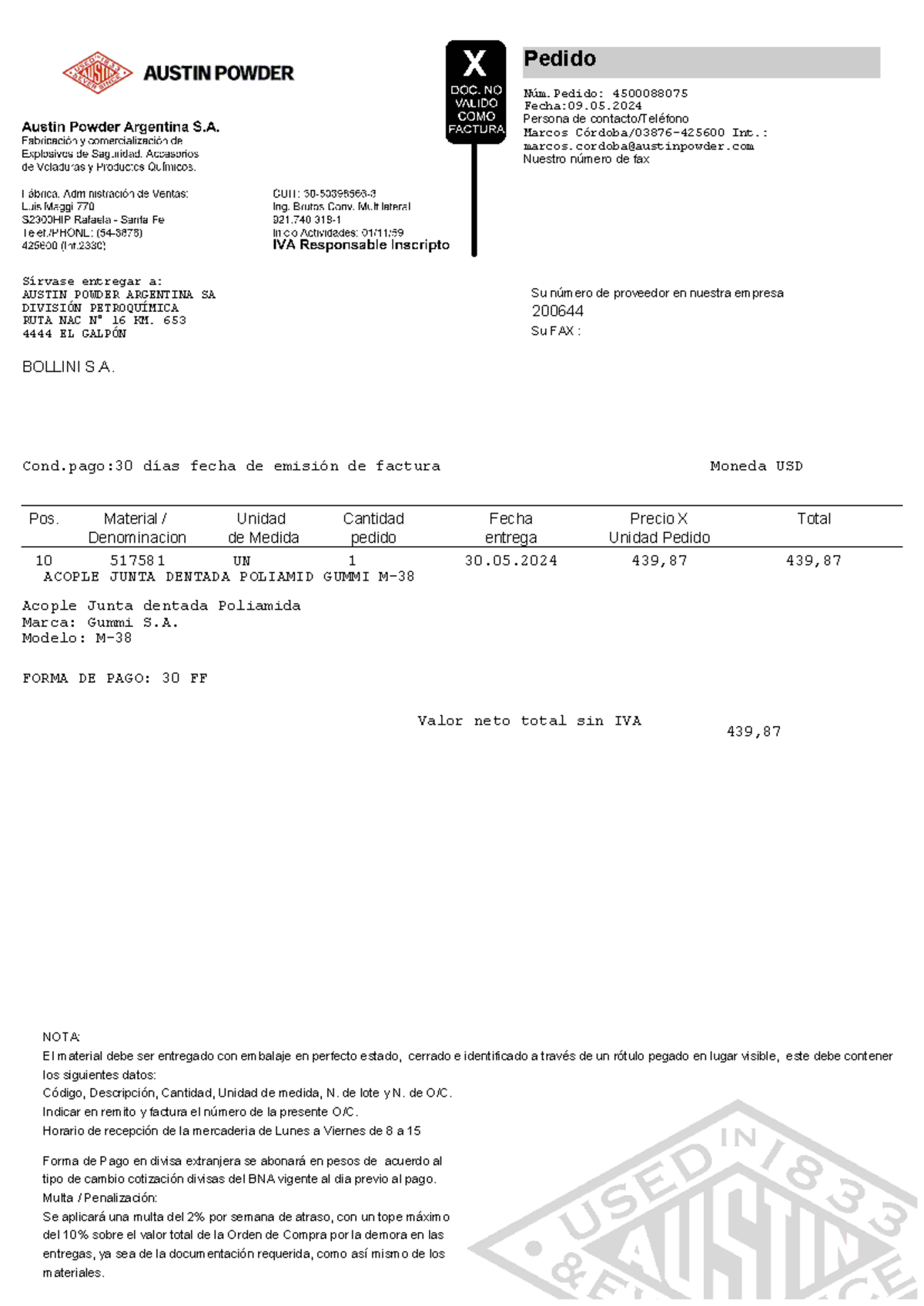 4500088075 - ASDASDA - Forma de Pago en divisa extranjera se abonará en ...