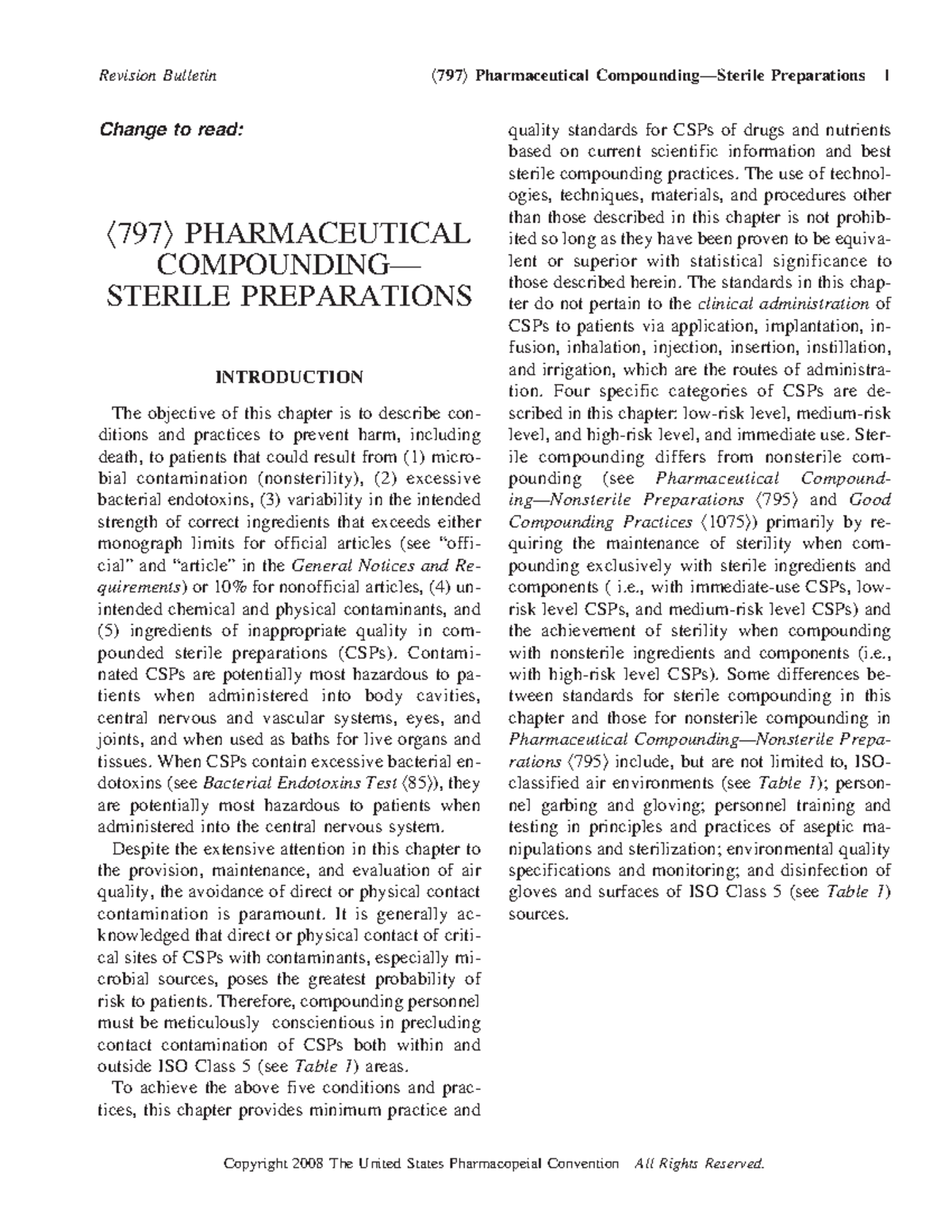 Pharmaceutical compounding of sterile preparations - 〈797 ...