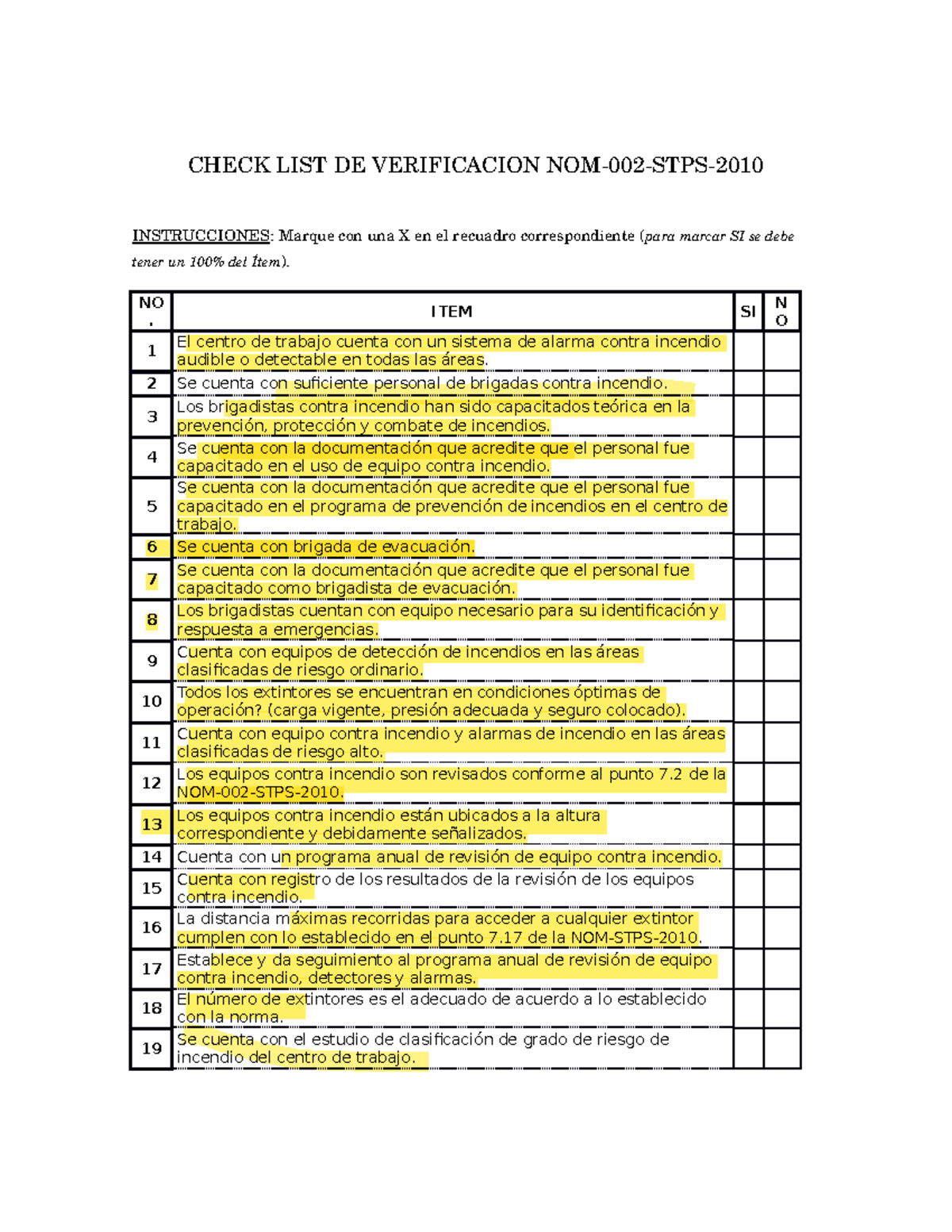 Nom.002.stps.2010 - CHECK LIST DE VERIFICACION NOM-002-STPS ...