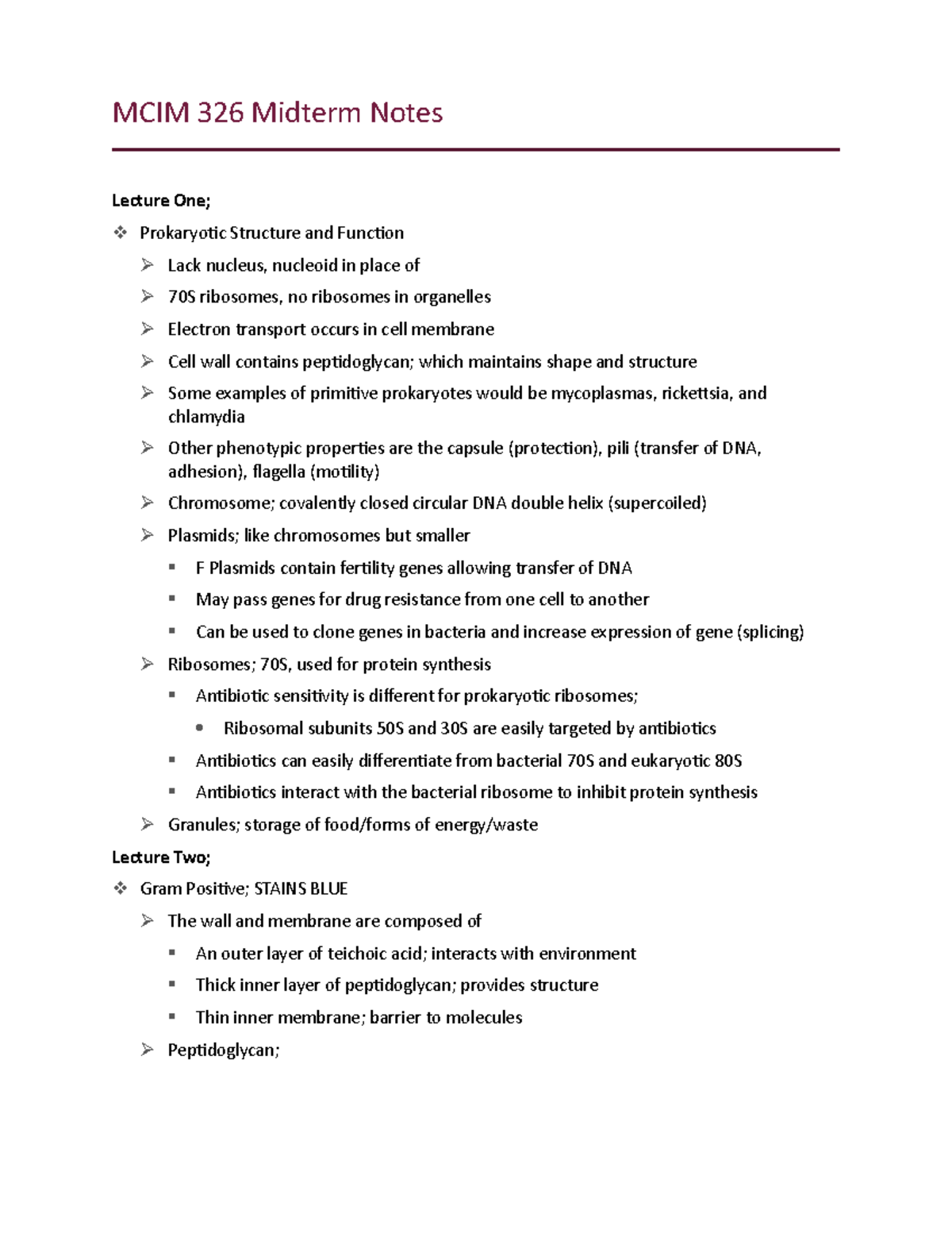 MCIM 326 Midterm Notes - MCIM 326 Midterm Notes Lecture One ...