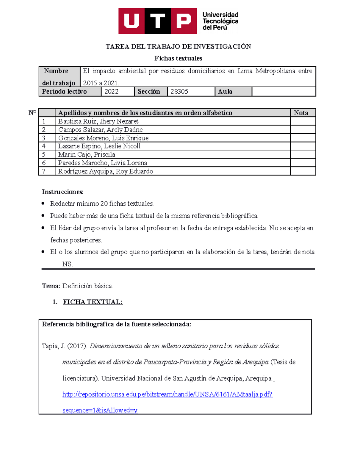 (AC-S11) Semana 11 Tarea 4 - Fichas textuales Grupo 2 - TAREA DEL TRABAJO DE INVESTIGACIÓN ...