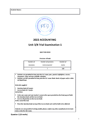 VCAA EXAM REPORT - 2022 VCE Accounting external assessment report ...