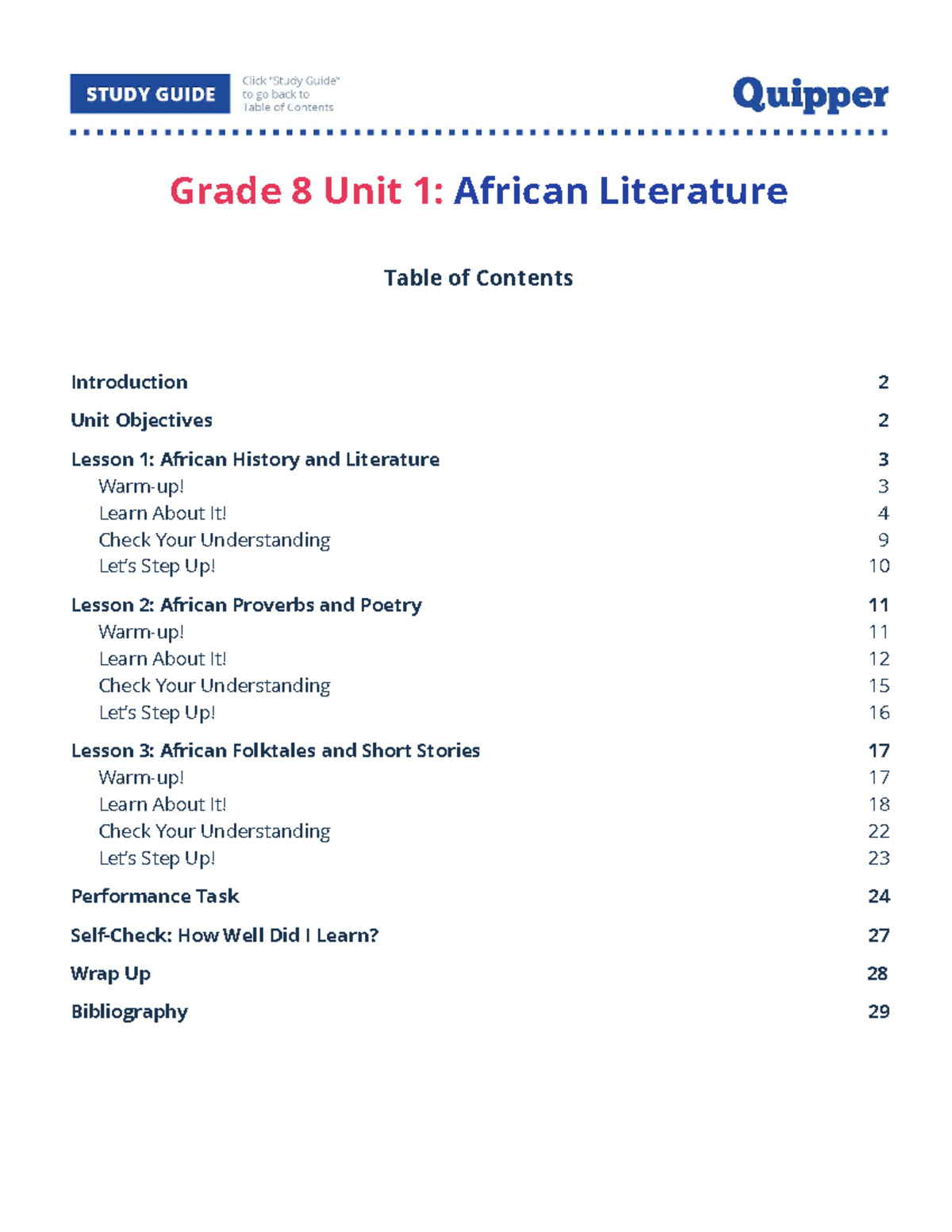 Grade-8 Unit-1 African-Literature - Grade 8 Unit 1: African Literature ...