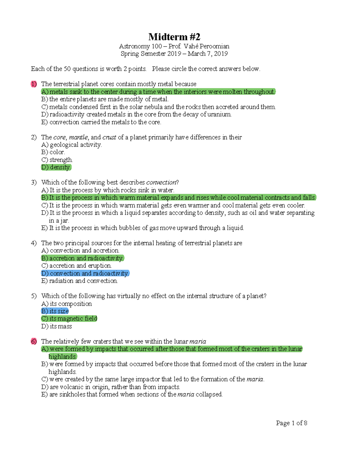 Astro 100 Spring 2019 Midterm 2n - Midterm Astronomy 100 – Prof. Vahé ...