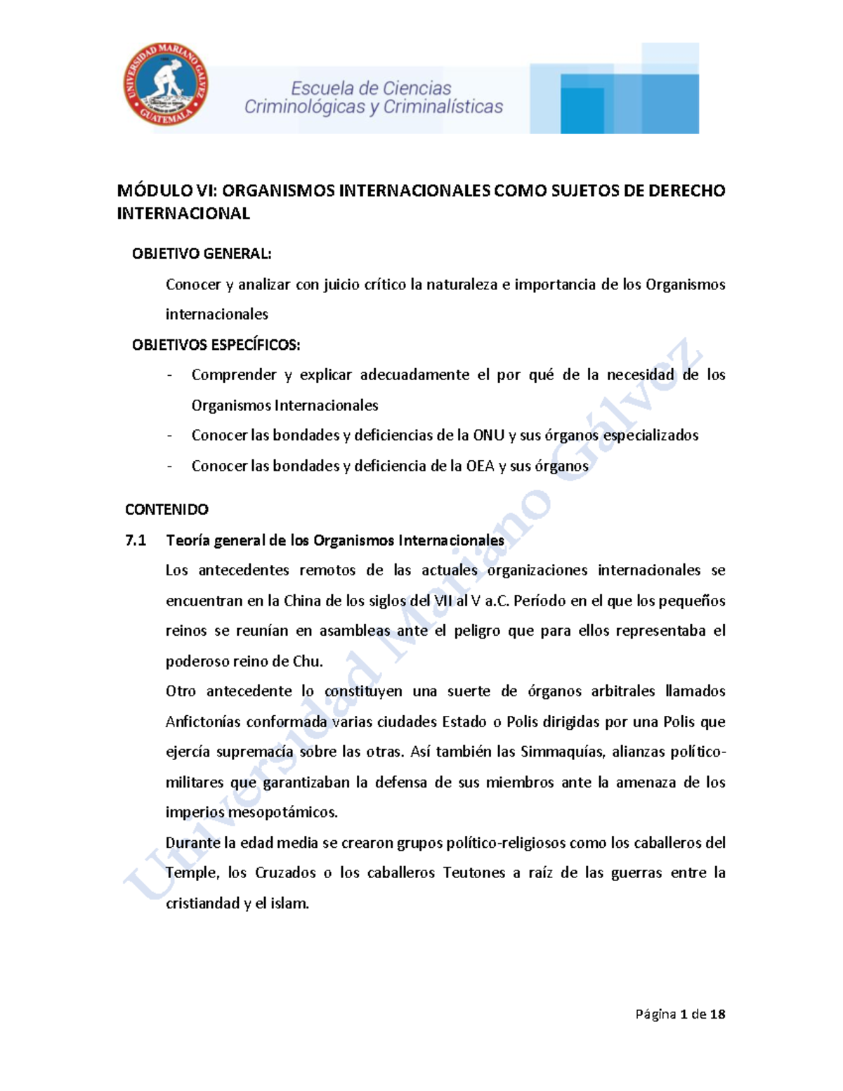 Módulo VI Organismos Internacionales COMO Sujetos DE Derecho Internac ...