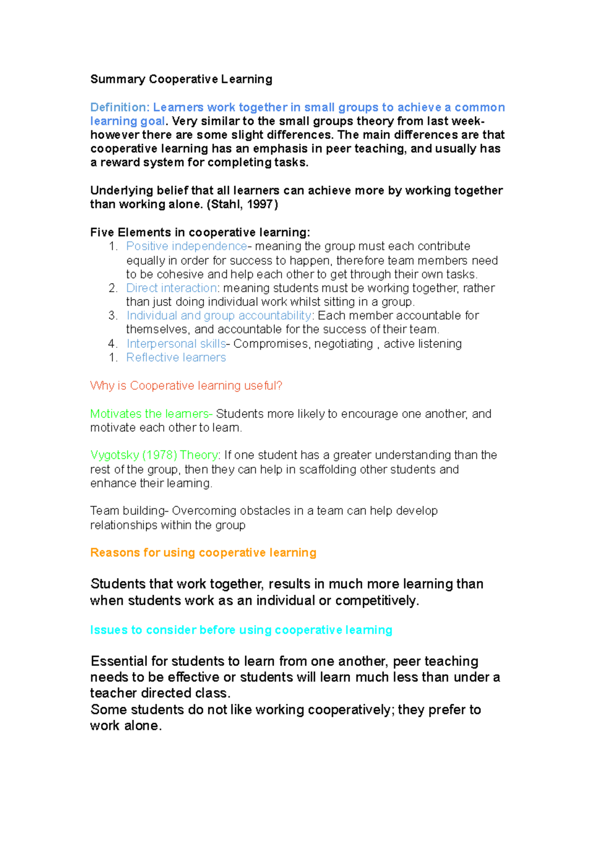 Cooperative-learning-handout - Summary Cooperative Learning Definition ...