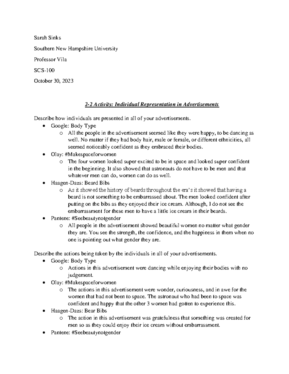 2-2 Activity Individual Representation in Advertisements SCS-100 ...