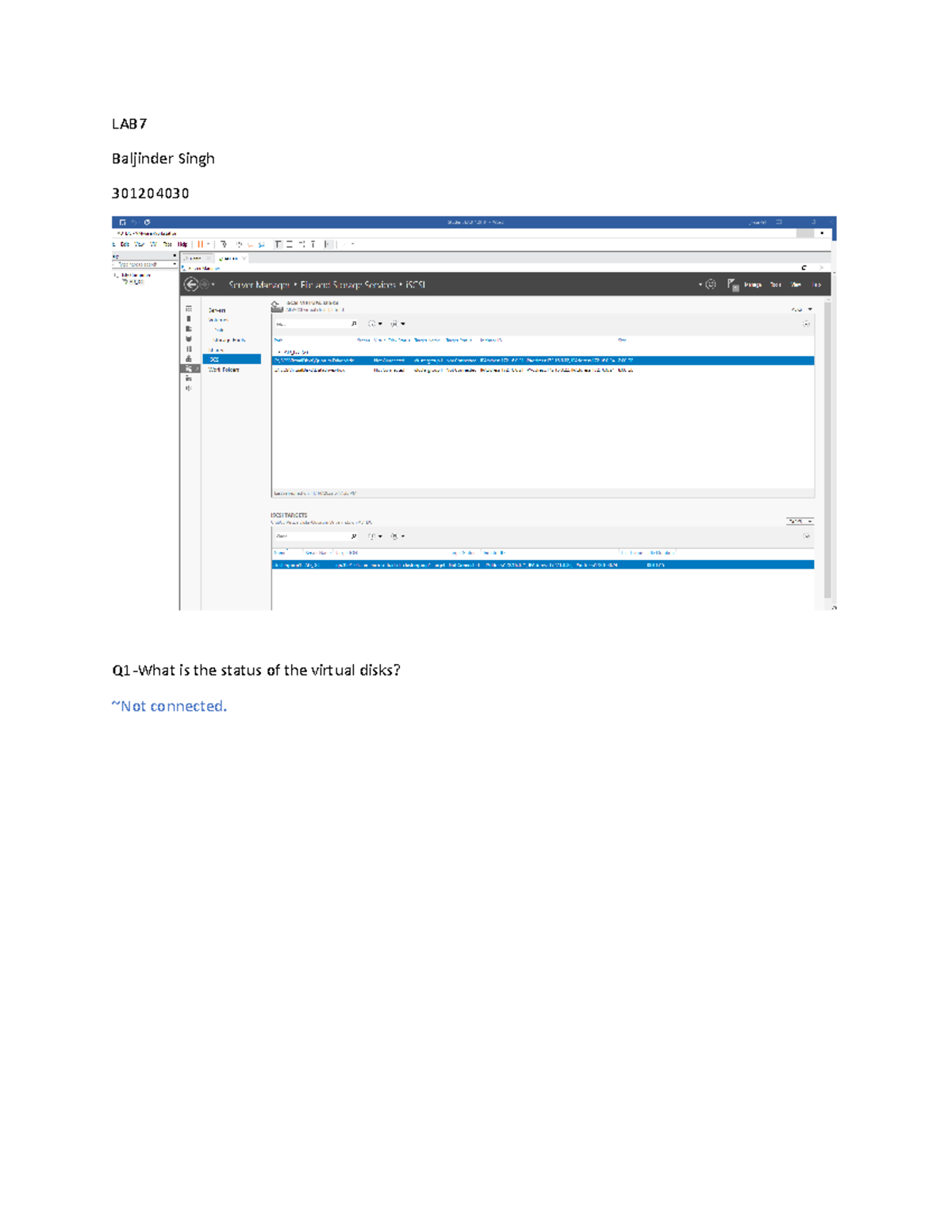 Lab 7 Cnet202 Docx Lab7 Baljinder Singh 301204030 H O Workstation Edit Tipe My Server Manager
