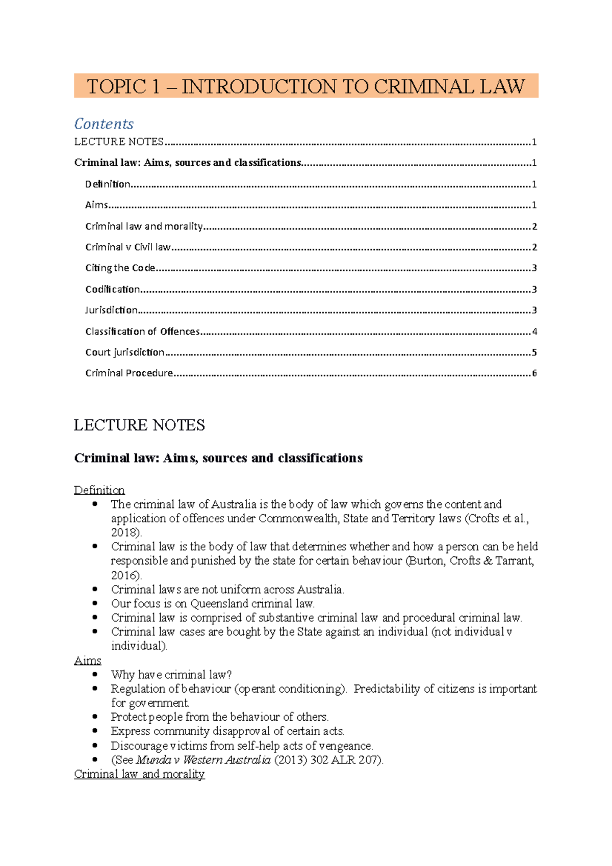 Topic 1 - introduction to criminal law - TOPIC 1 – INTRODUCTION TO ...