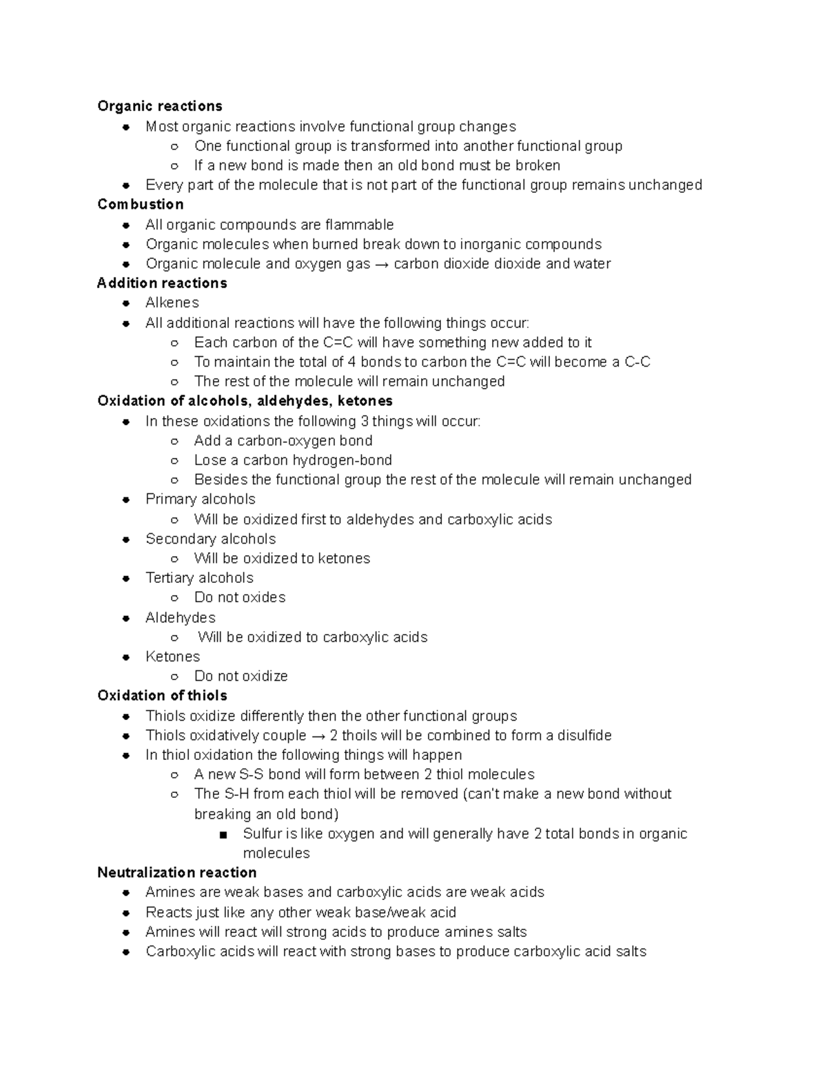 Chem136 organic reactions - Organic reactions Most organic reactions ...