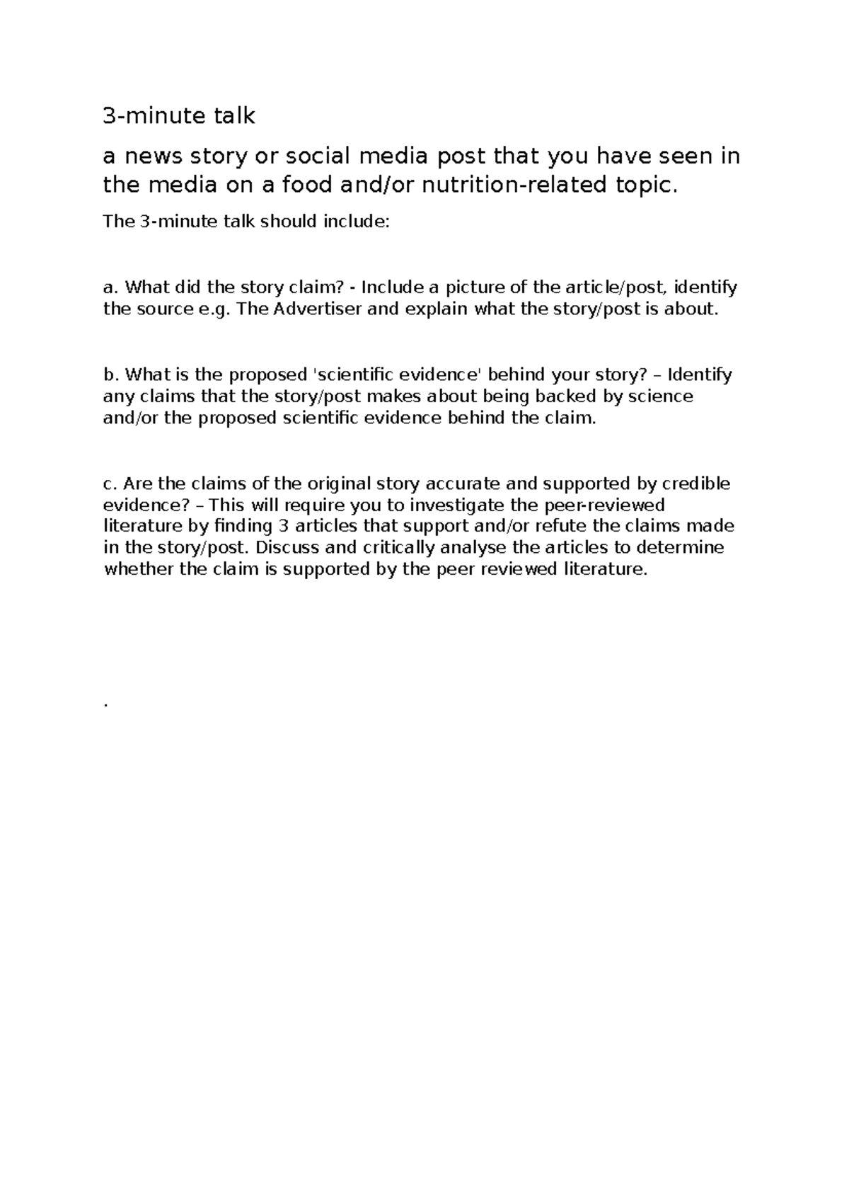 3 - MED notes - 3-minute talk a news story or social media post that ...