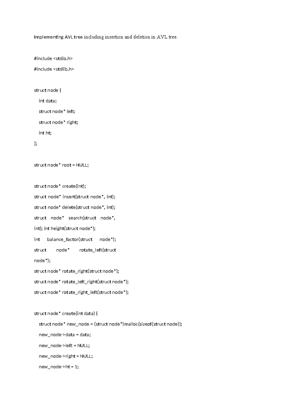 Avl tree 2 - Implementing AVL tree including insertion and deletion in AVL tree. #include - Studocu