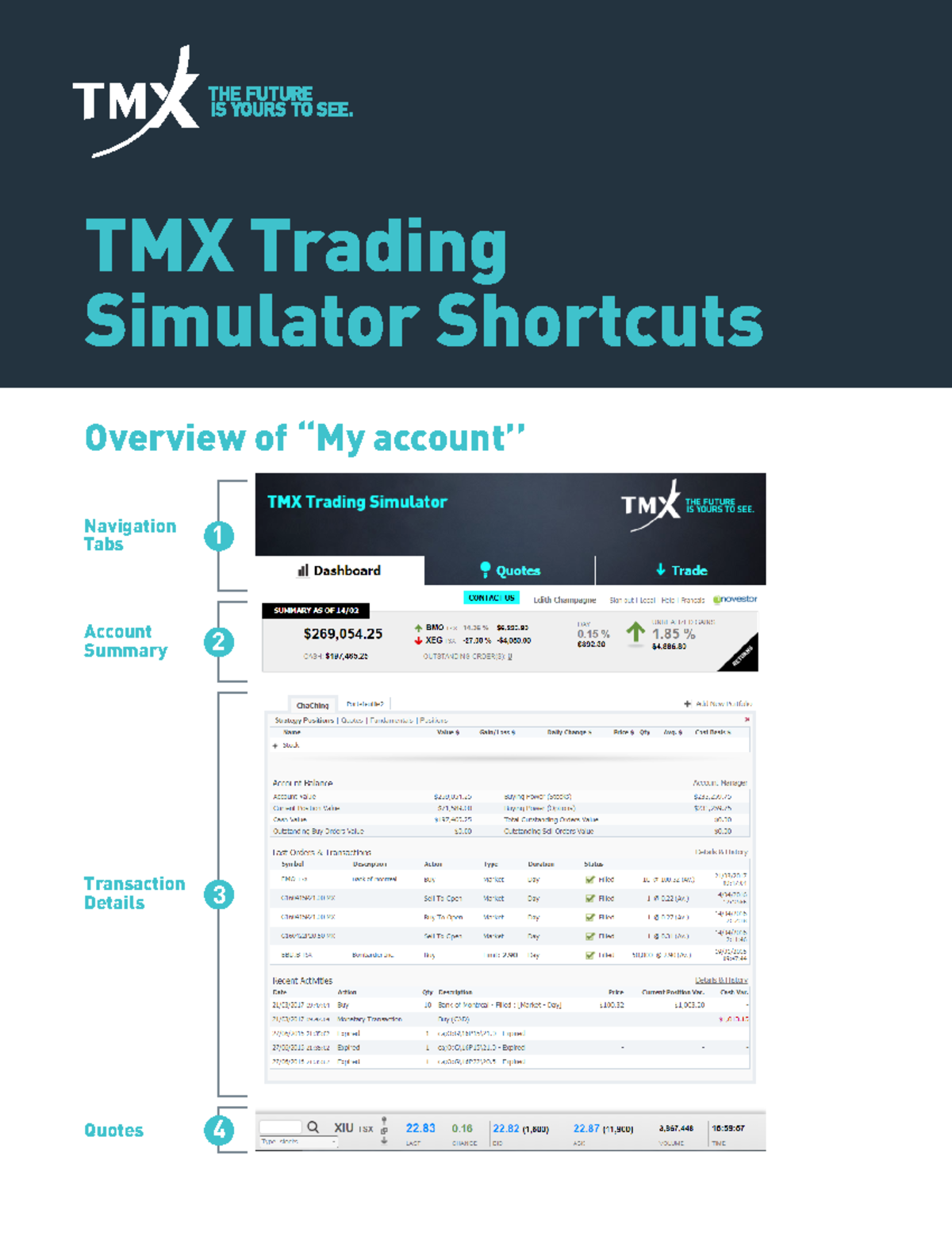 Simulator's Shortcuts - Overview of “My account’’ Navigation Tabs ...