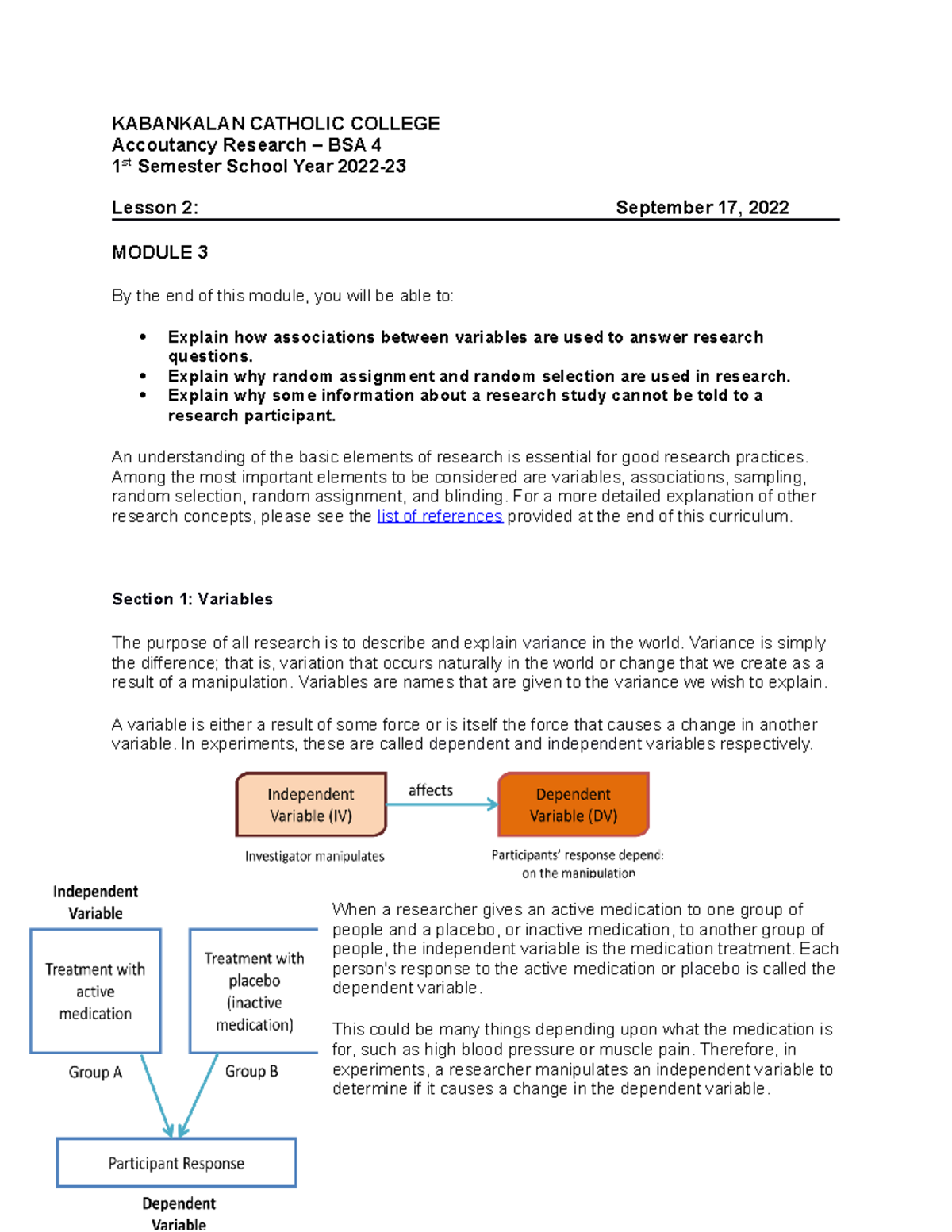 Lesson 2 Module 3 - can help students to study well - KABANKALAN CATHOLIC COLLEGE Accoutancy ...