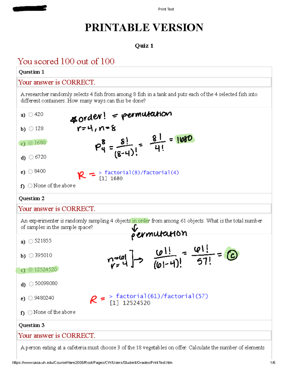 Course Ware 230322 105206 - PRINTABLE VERSION Quiz 1 You scored 100 out ...