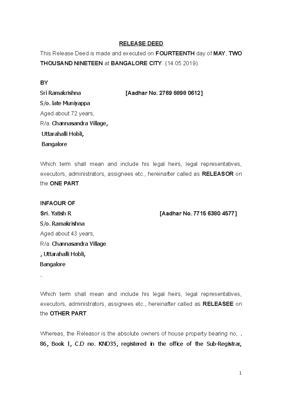 DPC ASSIGNMENT on release deed which you might get when you go through ...