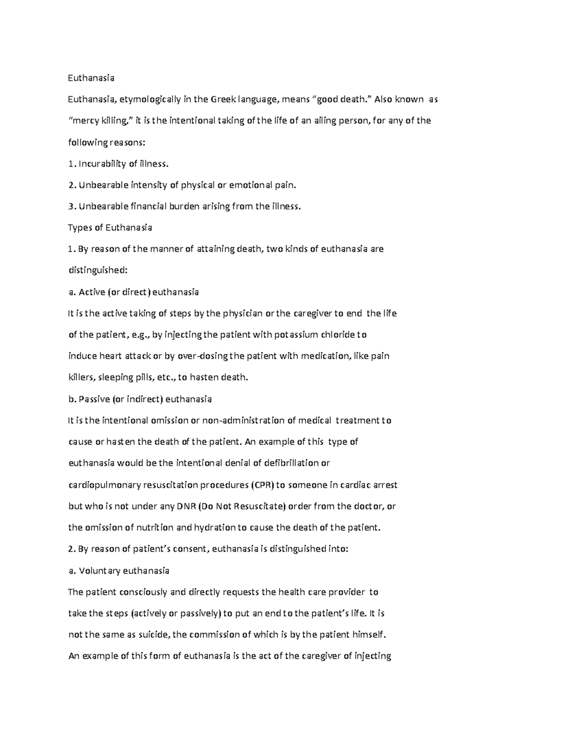 1660578578833 Euthanasia - Euthanasia Euthanasia, etymologically in the ...