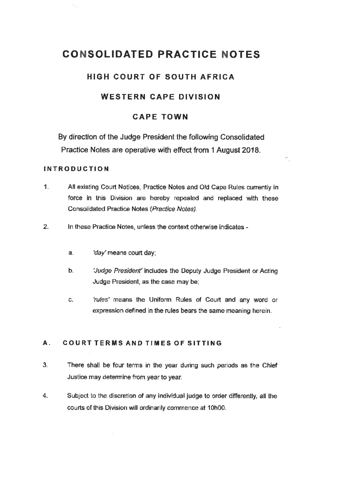 2018 Consolidated Practice Directives - CONSOLIDATED PRACTICE NOTES ...
