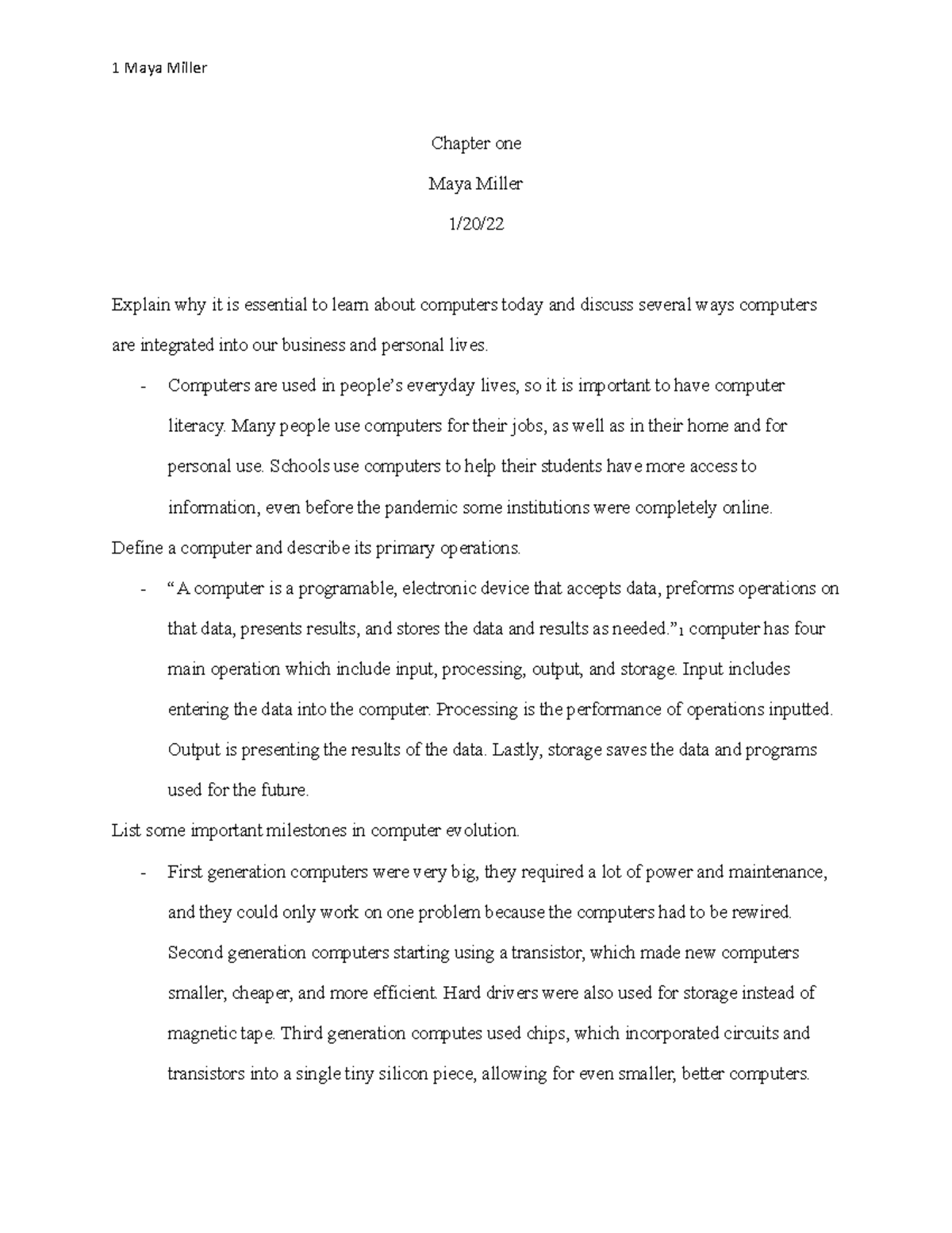 C.s. chapter one - 1 Maya Miller Chapter one Maya Miller 1/20/ Explain ...