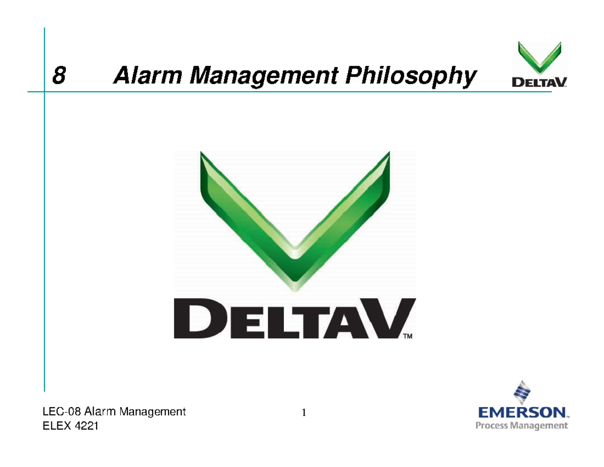 LEC-09 Alarm Management Philosophy & Strategy Rev - LEC-08 ...