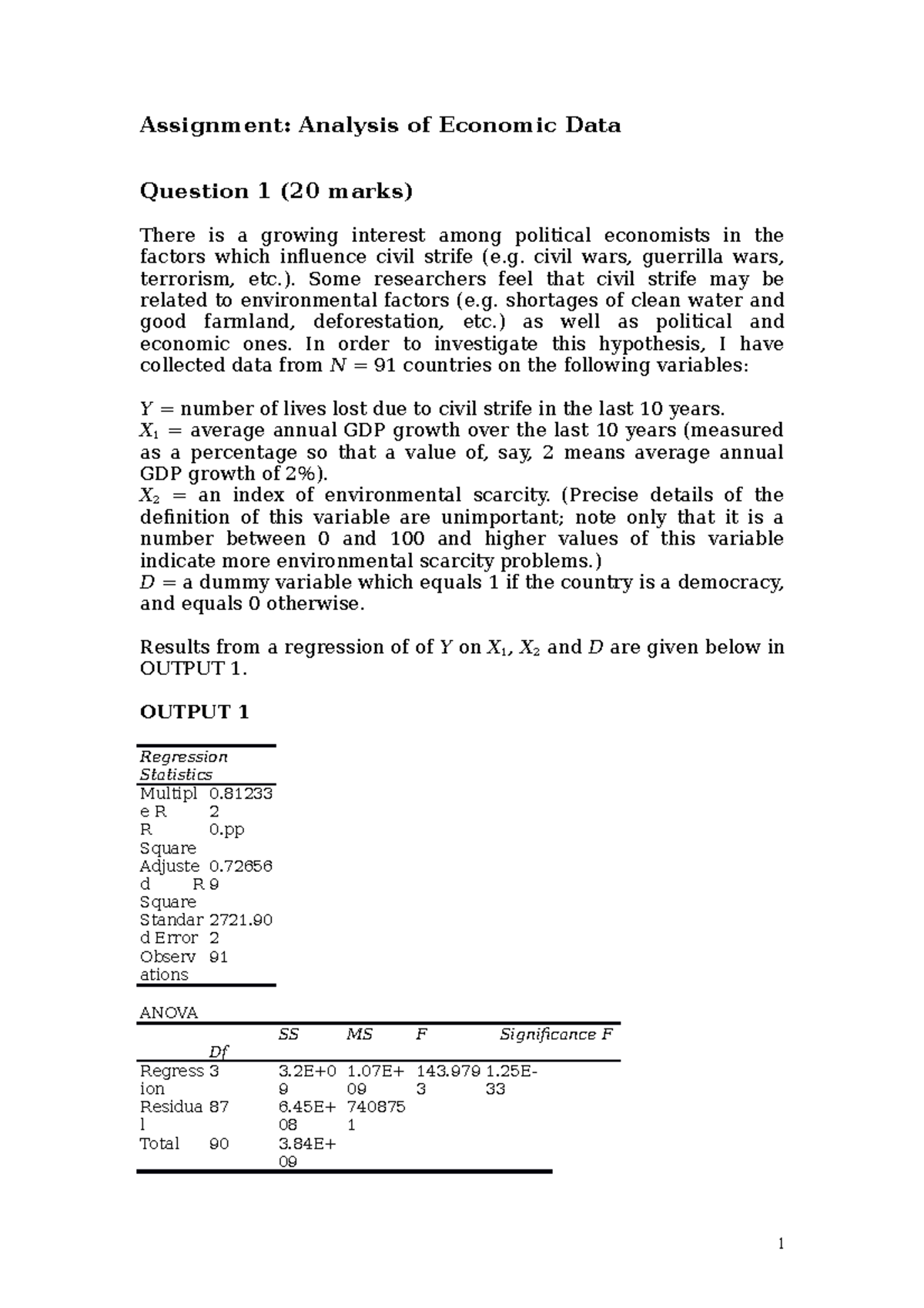 Assignment Economics 2D Due Date 07 November 2016 - Assignment ...