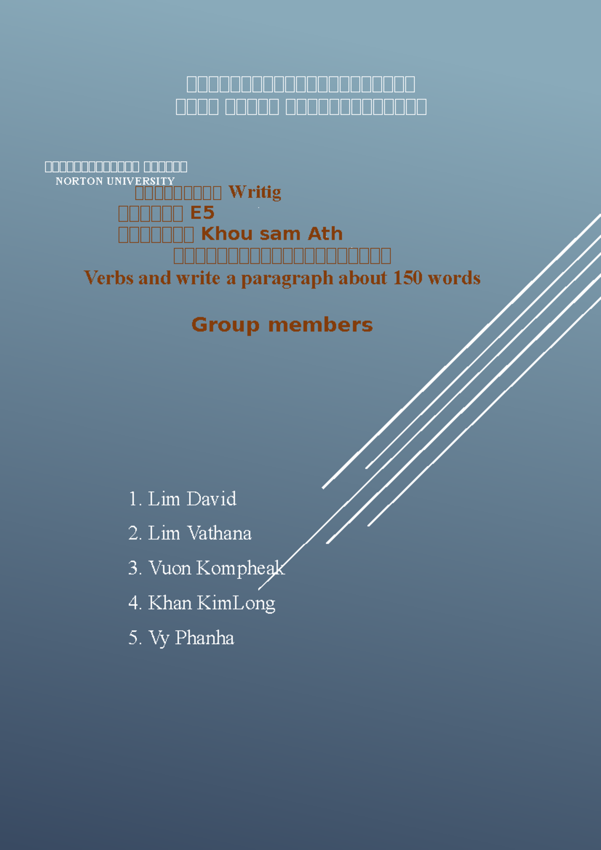 Ass english - ffff - មមមមមមមមម Writig មមមមមមE មមមមមមមKhousamAth មមមមមមមមមមមមមមមមមមមម Verbs and ...