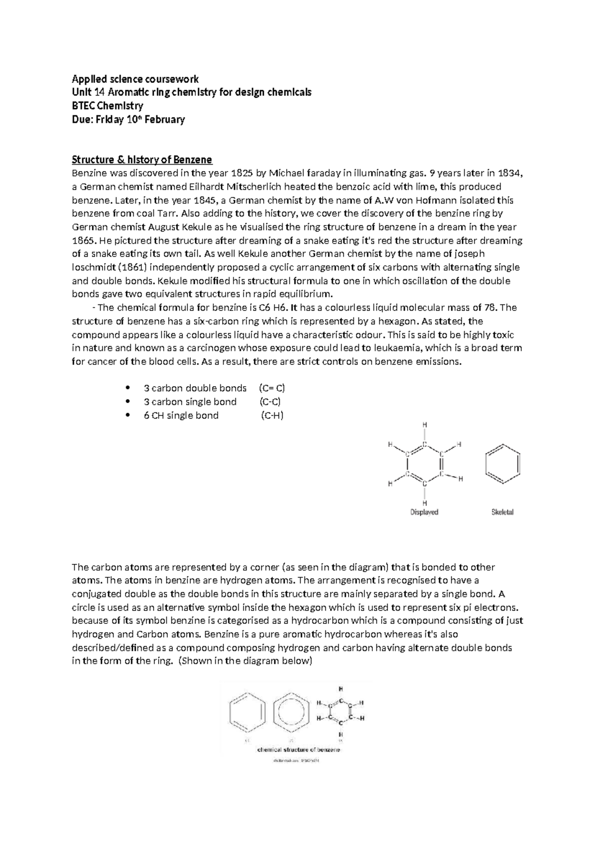 Unit 4 organic chemistry AIM B - Applied science coursework Unit 14 ...