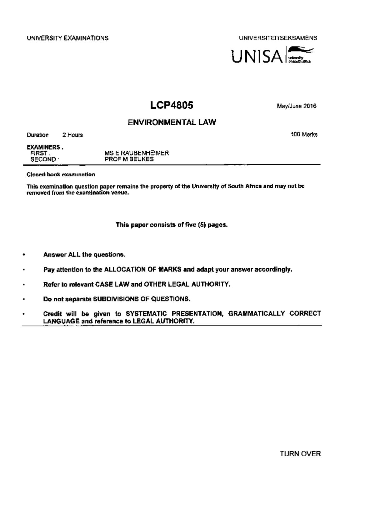 2016-May-Exam - Exam question paper - UNIVERSITY EXAMINATIONS ...